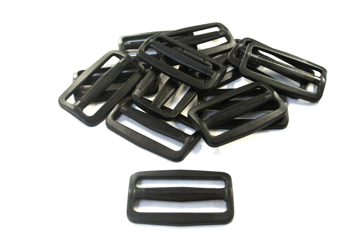 50mm Black Plastic 3 Bar Slides Triglides For Handles Straps Webbing B ...